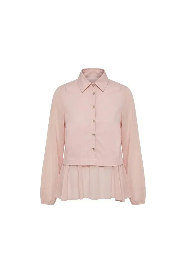 JAMES LAKELAND Pale Contrast Hem Blouse - Pink