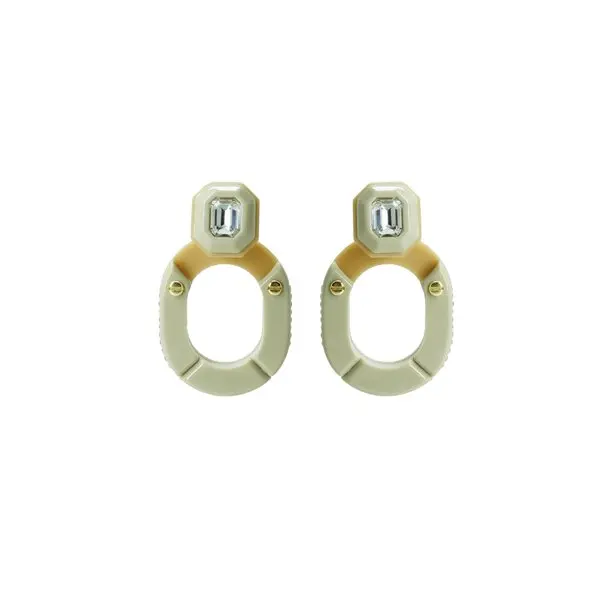 GISSA BICALHO Neutrals Handmade Acrylic Earring Kit Stone Hoop And Pendant Clay - Yellow