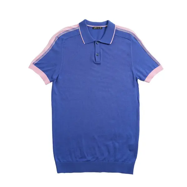EIGHT X Knit Polo W/ Shoulder Design Royal - Blue