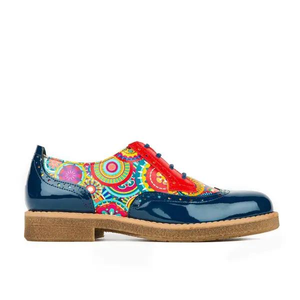 EMBASSY LONDON USA Blue / Red The Artist Navy Multi Oxford Shoes - Blue/red