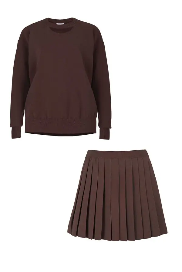 SALANIDA Piccolo & Rotondo 100% Merino Co-ord In Chocolate - Brown