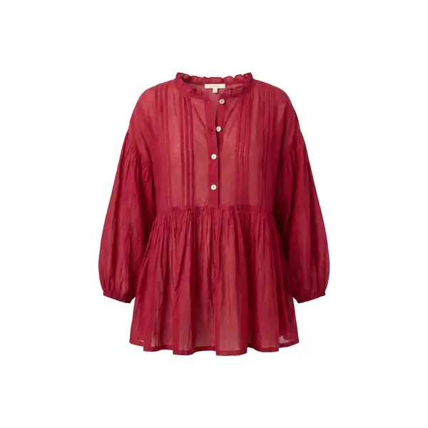 Adrift Clothing Coco Cotton Silk Blouse In Scarlet - Red