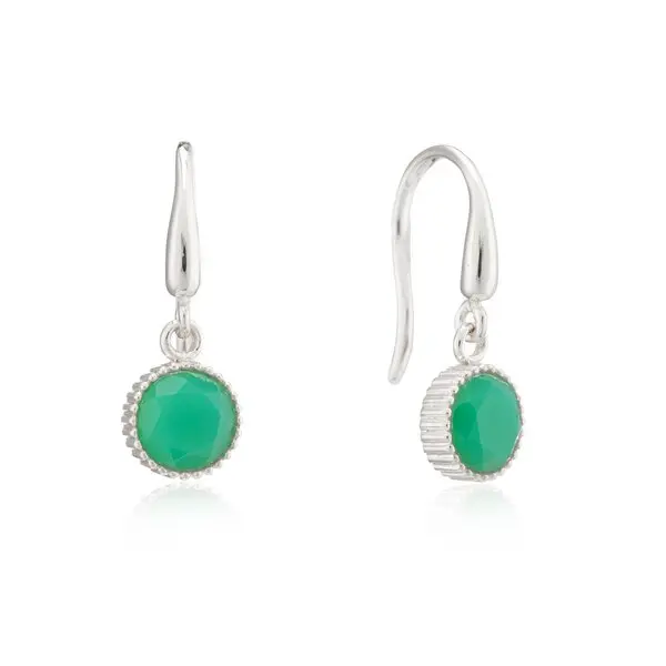 AUREE JEWELLERY Barcelona Silver May Chrysoprase Birthstone Hook Earrings - Green