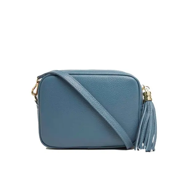 BETSY & FLOSS Verona Crossbody Tassel Bag In Denim Blue - Grey