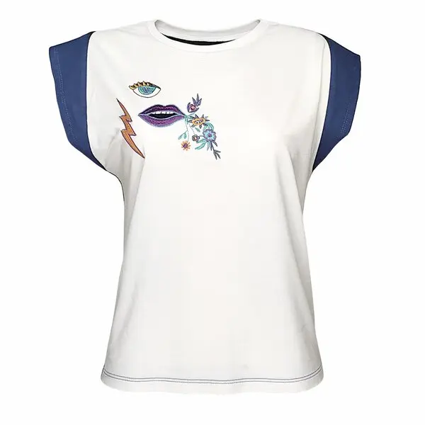 LALIPOP DESIGN Embroidered Motif Cotton T-shirt - Blue