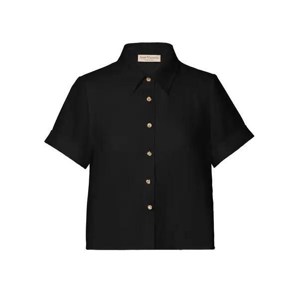 ANSE VICTORIN Sarah Linen Shirt - Black