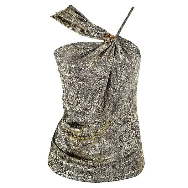 ME & THEE Passer Metallic Snakeskin Top - Gold