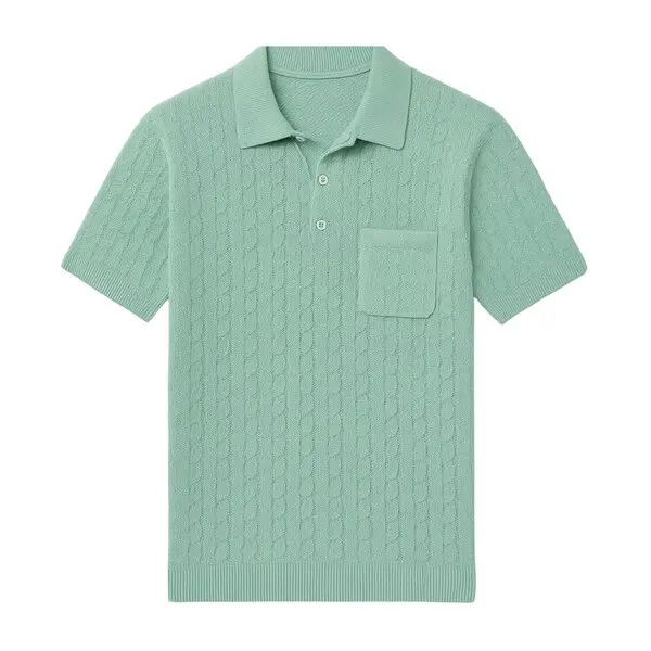 LIVE KOLIBRI Resort Wear Cashmere Feel Polo Shirt - Blue