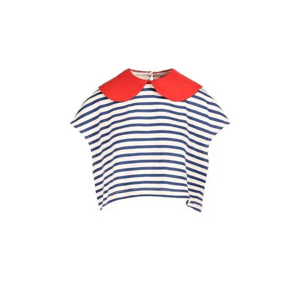IOANA CIOLACU Blue / White Striped Orchid Top - Blue/white