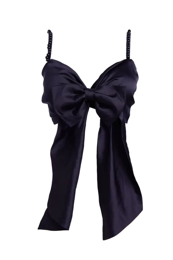 NOBLESSE OBLIGE Bow Bra With Beads - Black