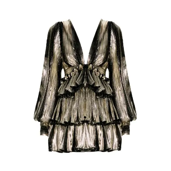NUR KARAATA Lutetia Mini Dress - Gold