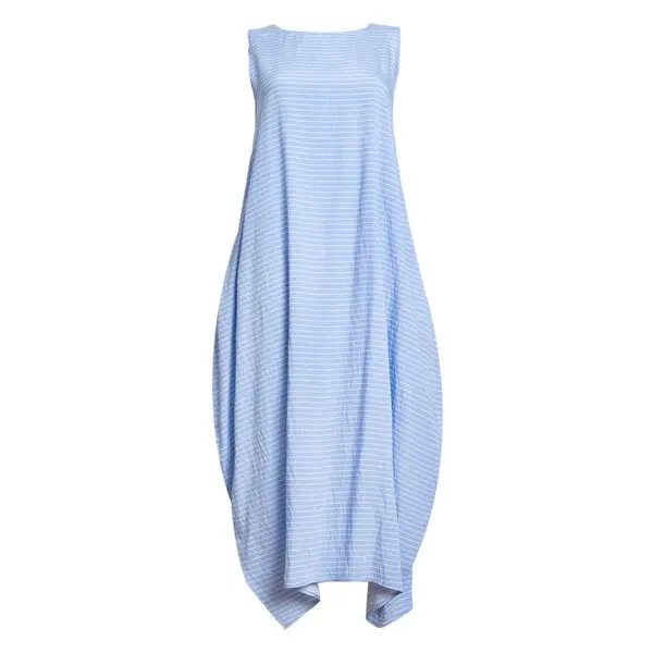 BIANCA POPP Blue / White Semiballoon Dress In Blue With White Stripes - Blue/white