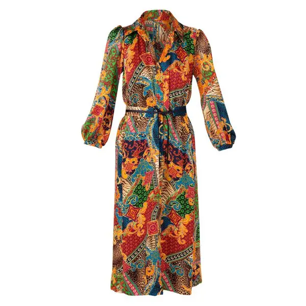 SACHA DRAKE Eudora Shirtmaker Dress In Multi - Blue