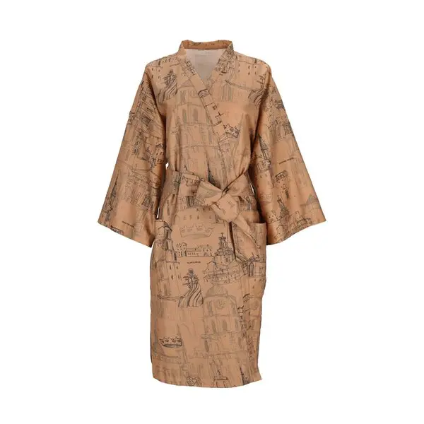 DECOFLUX HOME Cotton Kimono Robe Love Story Cinnamon - Brown