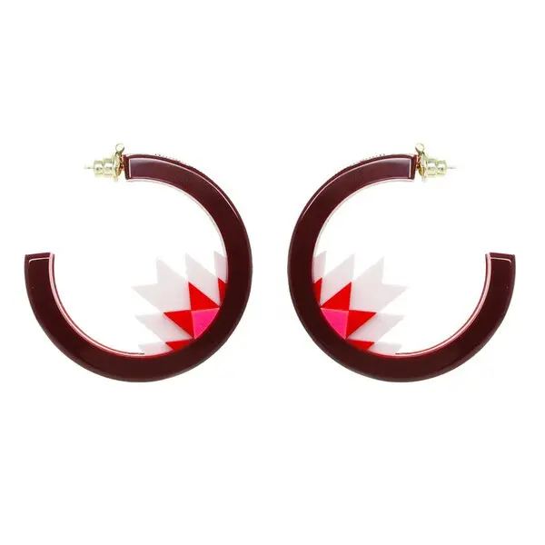 GISSA BICALHO Handmade Acrylic Earring Hoops Kuntur - Pink