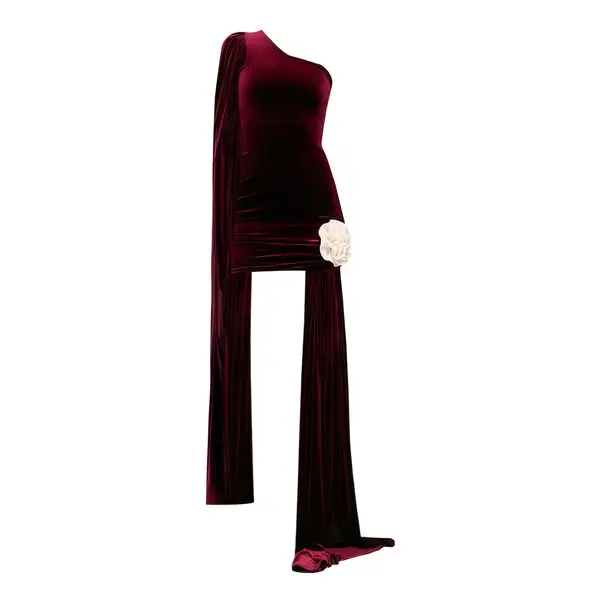NUR KARAATA Empress Burgundy Dress - Red