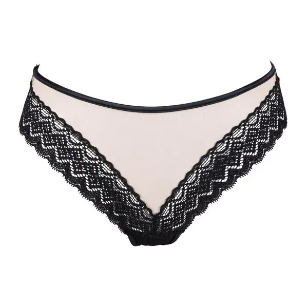LES JUPONS DE TESS Neutrals Second Skin Mesh And Lace Panty Nude - Black
