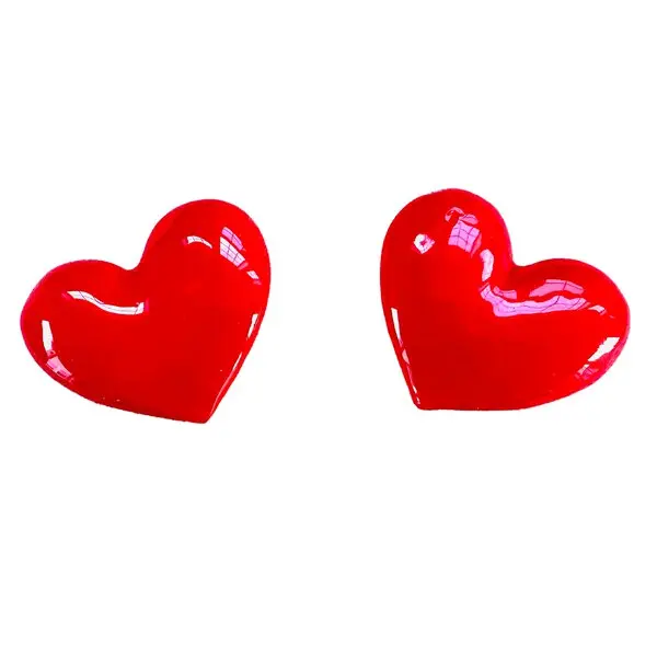 THE PINK REEF Oversized Puff Heart Stud - Red