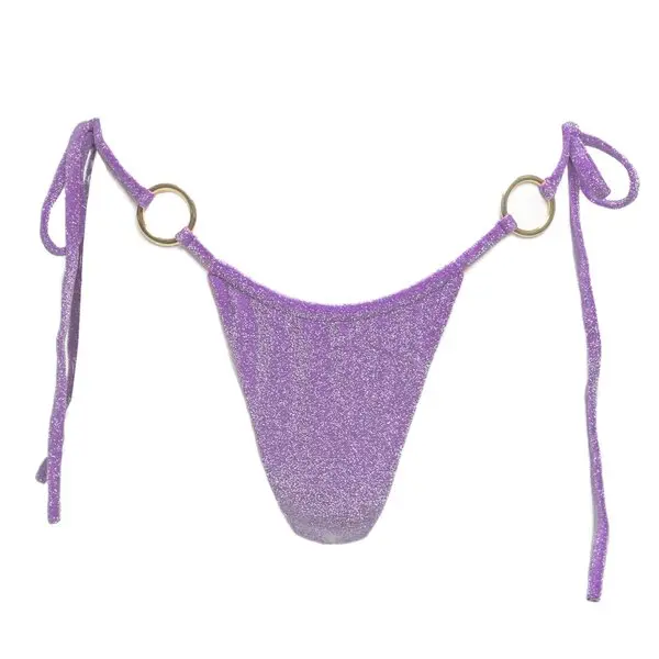 PATTI JANE SWIM Cher's Sparkle Thong Disco Bikini Bottoms - Purple