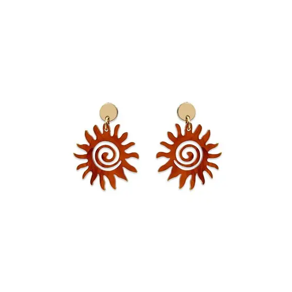 TOOLALLY Sun Earrings Tortoiseshell - Brown