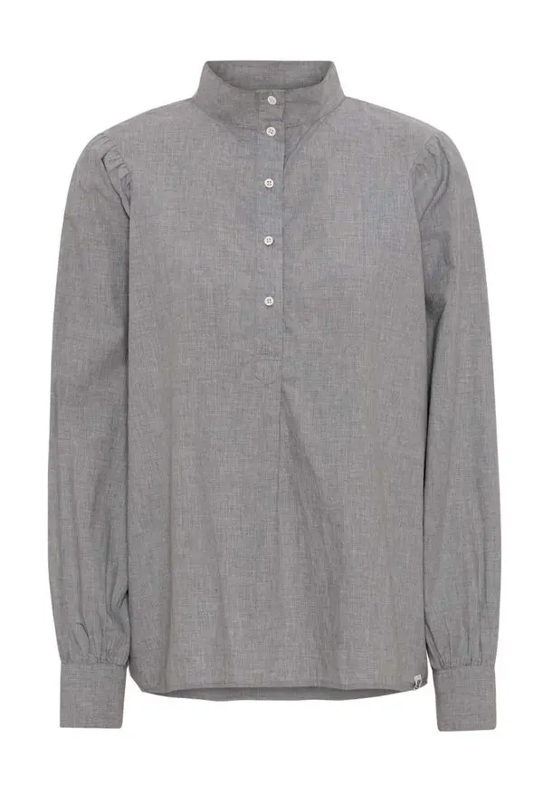GROBUND The Sonja Shirt The One With A High Collar In Gray Mélange - Grey