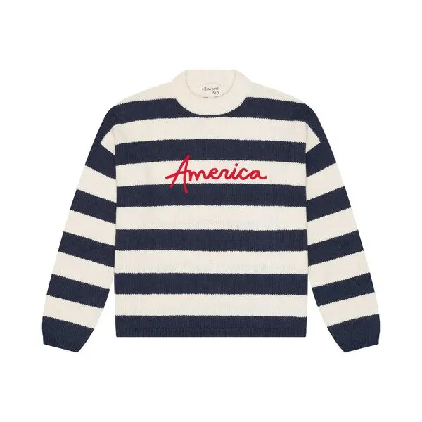 ELLSWORTH + IVEY Sadie Crewneck Sweater America Stripes - Blue