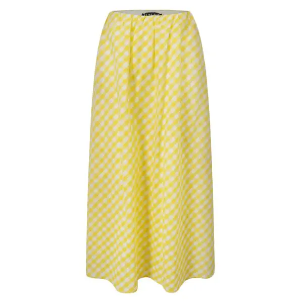 SMART AND JOY Cotton Midi Skirt With Pockets - Yellow