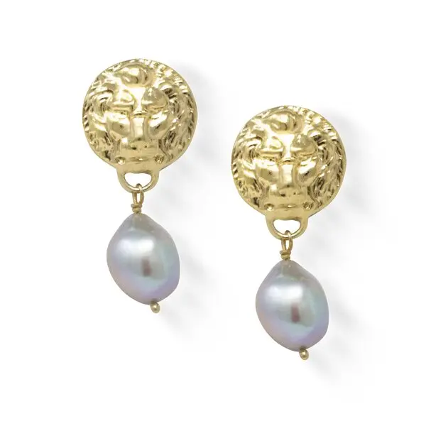 VINTOUCH ITALY The Lion -plated Pearl Earrings - Gold