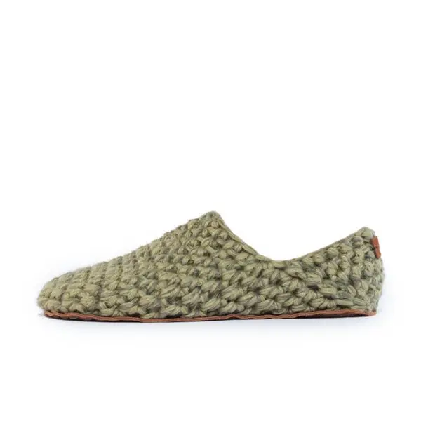 KINGDOM OF WOW Artisan Made Wool Slippers For & In Winter Moss - Green