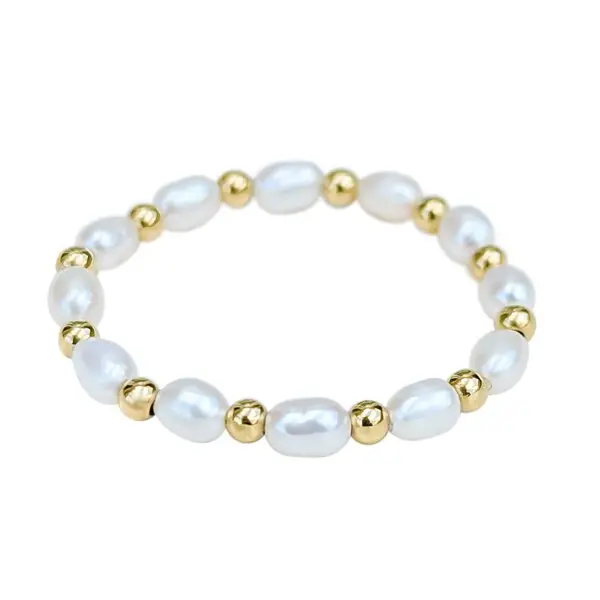 KIRI & BELLE Pearl And Bead Ring - Gold