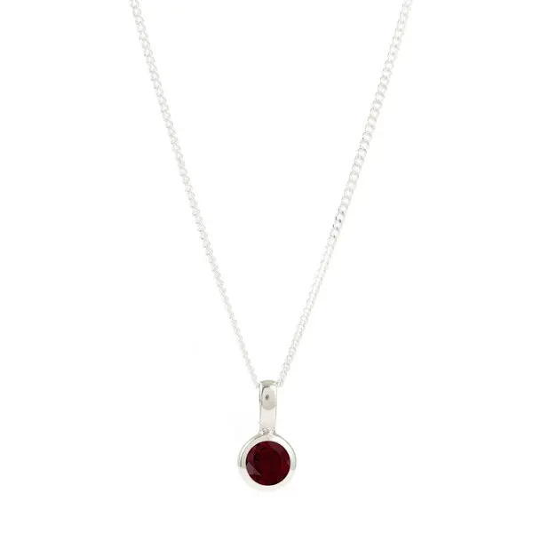 CHARLOTTE'S WEB JEWELLERY January Birthstone Charm Necklace Garnet - Silver