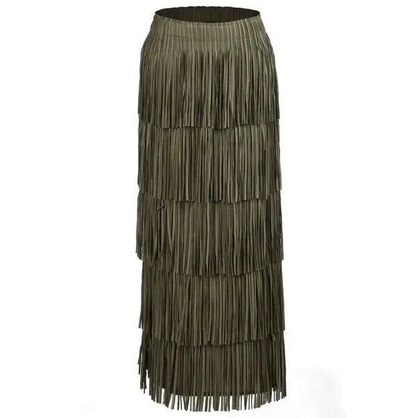 SMART AND JOY Multi-tiered Ruffled Skirt - Green