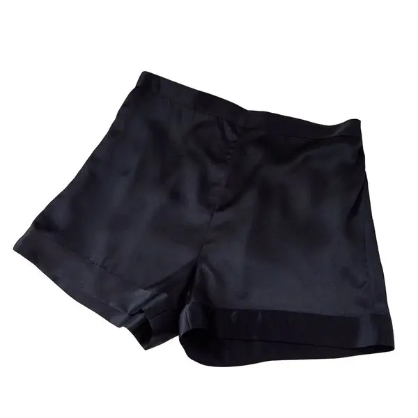 SOFT STROKES SILK Pure Mulberry Silk High-waisted Shorts - Black