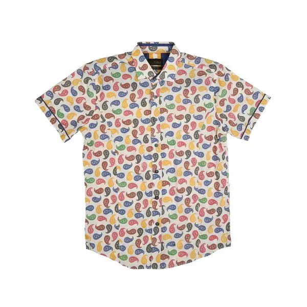 EIGHT X Neutrals Mod Paisley Short Sleeve Shirt - White