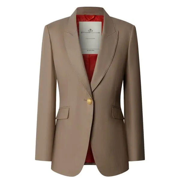 THE EXTREME COLLECTION Tailored Hazelnut Linen Blazer - Brown