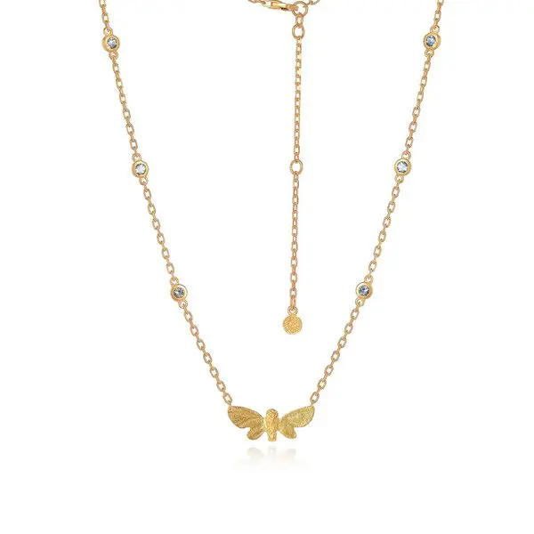 MOON LONDON Joy Butterfly Gemstone Necklace - Gold