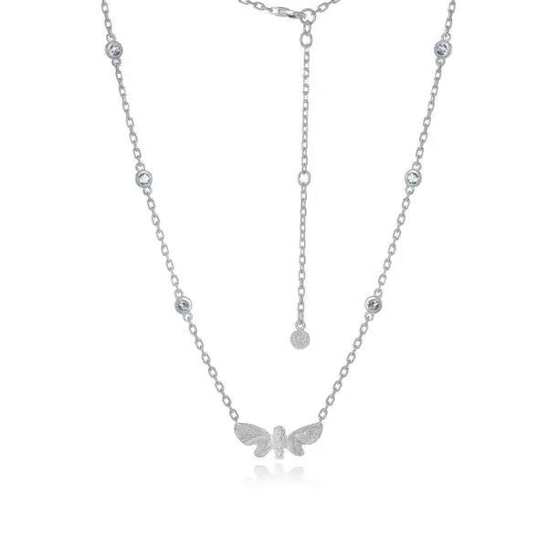 MOON LONDON Joy Butterfly Gemstone Necklace - Silver