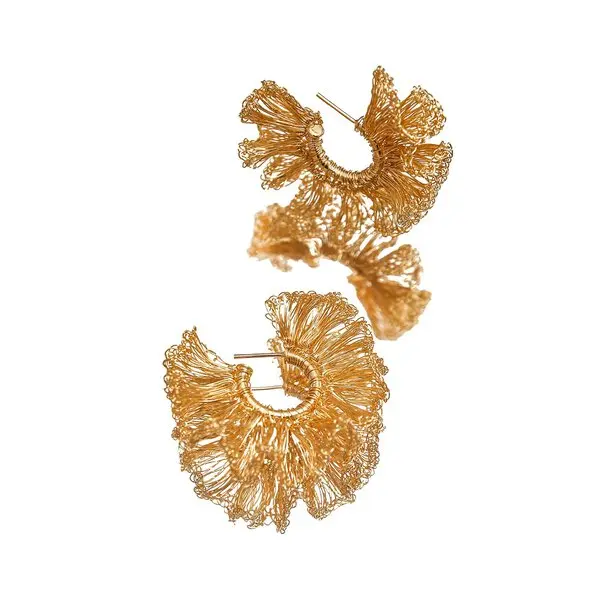 LAVISH BY TRICIA MILANEZE All Rio Hoops Handmade Crochet Earrings - Gold