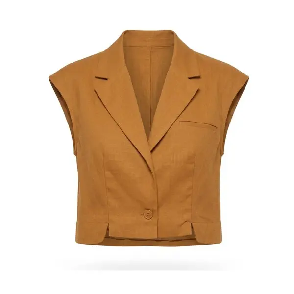 ASHITA FERNANDES Structured Tailored Cropped Silhouette In Premium Linen