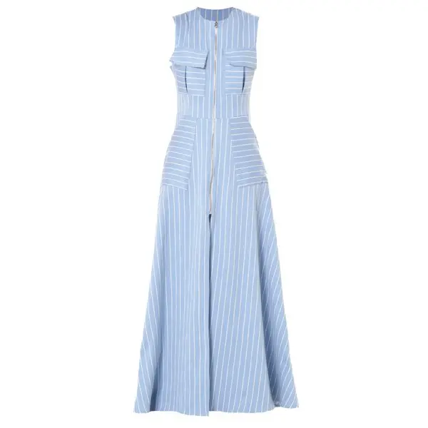METAMORPHOZA Long Denim Striped Dress - Blue