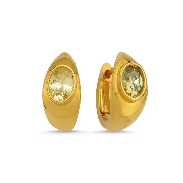 LINYA JEWELLERY Lina Drop Stone Huggie Earrings - Yellow