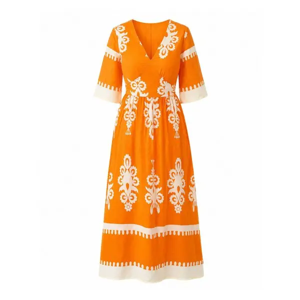 GIRL IN MIND Suzanne Boarder Midi Dress - Orange