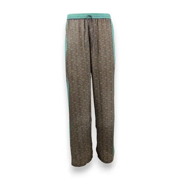 MONZLAPUR NEW YORK Paisley Motif Pant With Stripe- Mint - Green