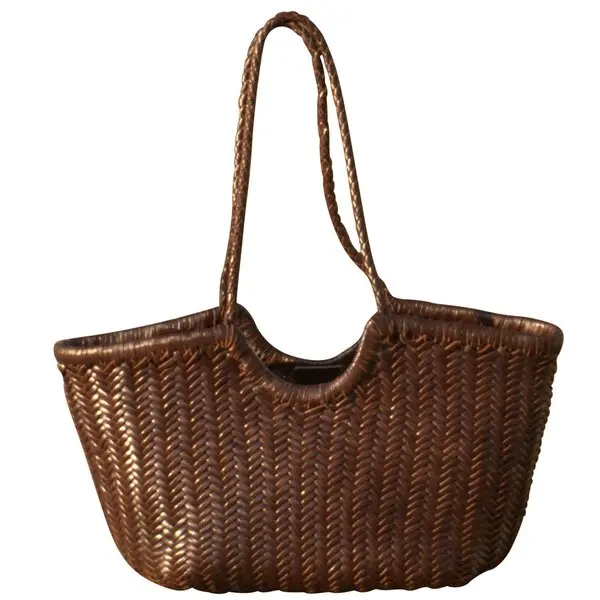 RIMINI Woven Leather Handbag In Zigzag Pattern 'vittoria' Dark - Brown
