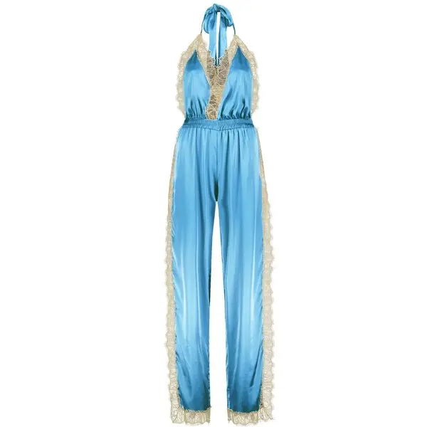 NOBLESSE OBLIGE Duck Egg Long Open Leg Romper - Blue