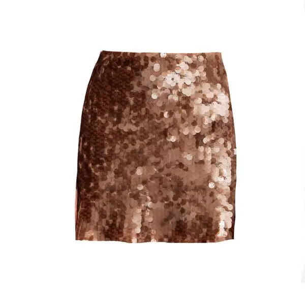 MIRIMALIST Sepia Sequin Mini Skirt - Brown