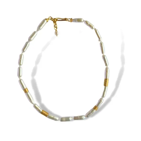 LINYA JEWELLERY Natural Baroque Pearl Necklace - Gold