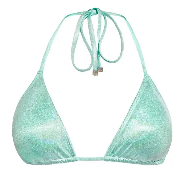 ENEZ SWIM Nova Triangle Bikini Top Glitter Mint - Green