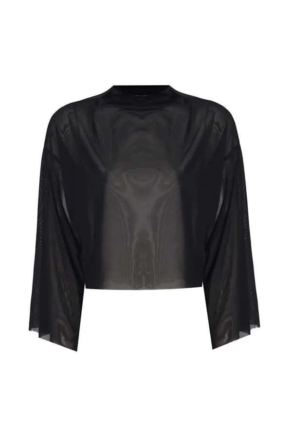 NO'DESIGN Sheer Oversized Crop Top - Black