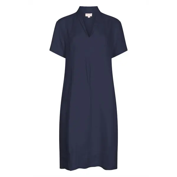 NOLOGO-CHIC Elodie Short Sleeve Midi Dress Linen Navy - Blue